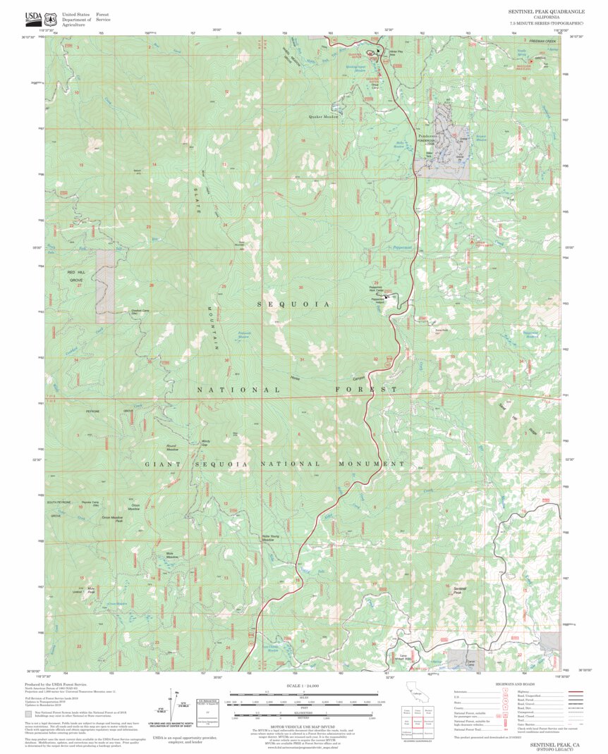 Sentinel Peak, CA FSTopo Legacy Map by US Forest Service - Topo ...