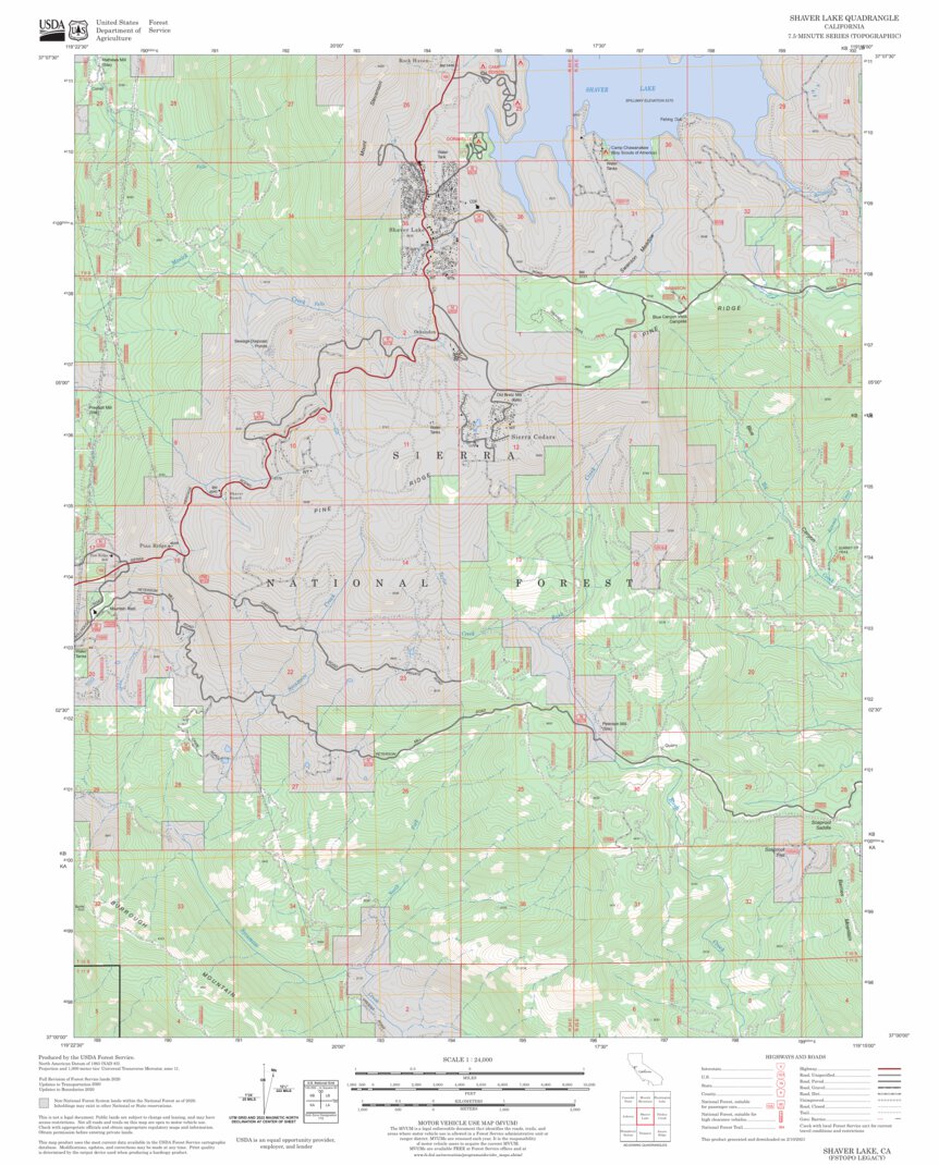 Shaver Lake, CA FSTopo Legacy Map by US Forest Service - Topo | Avenza Maps