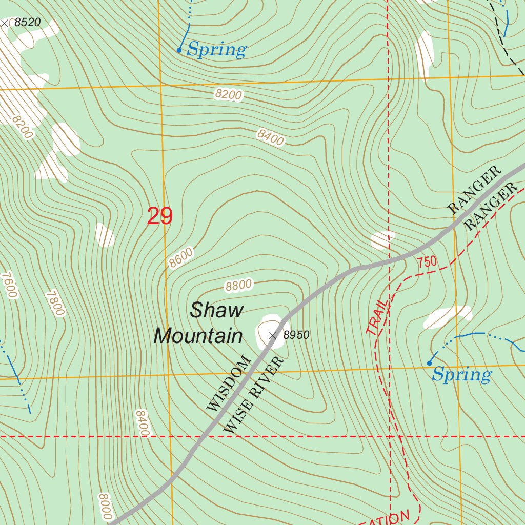 Shaw Mountain, MT FSTopo Legacy Map by US Forest Service - Topo ...