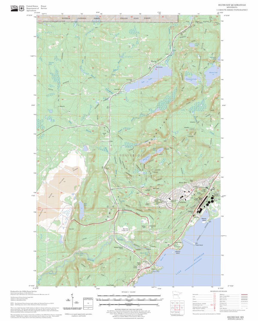 Silver Bay, MN FSTopo Legacy Map by US Forest Service - Topo | Avenza Maps