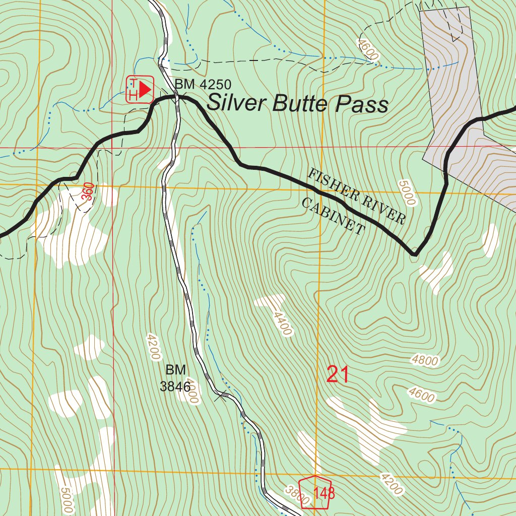 Silver Butte Pass, MT FSTopo Legacy Map by US Forest Service - Topo ...
