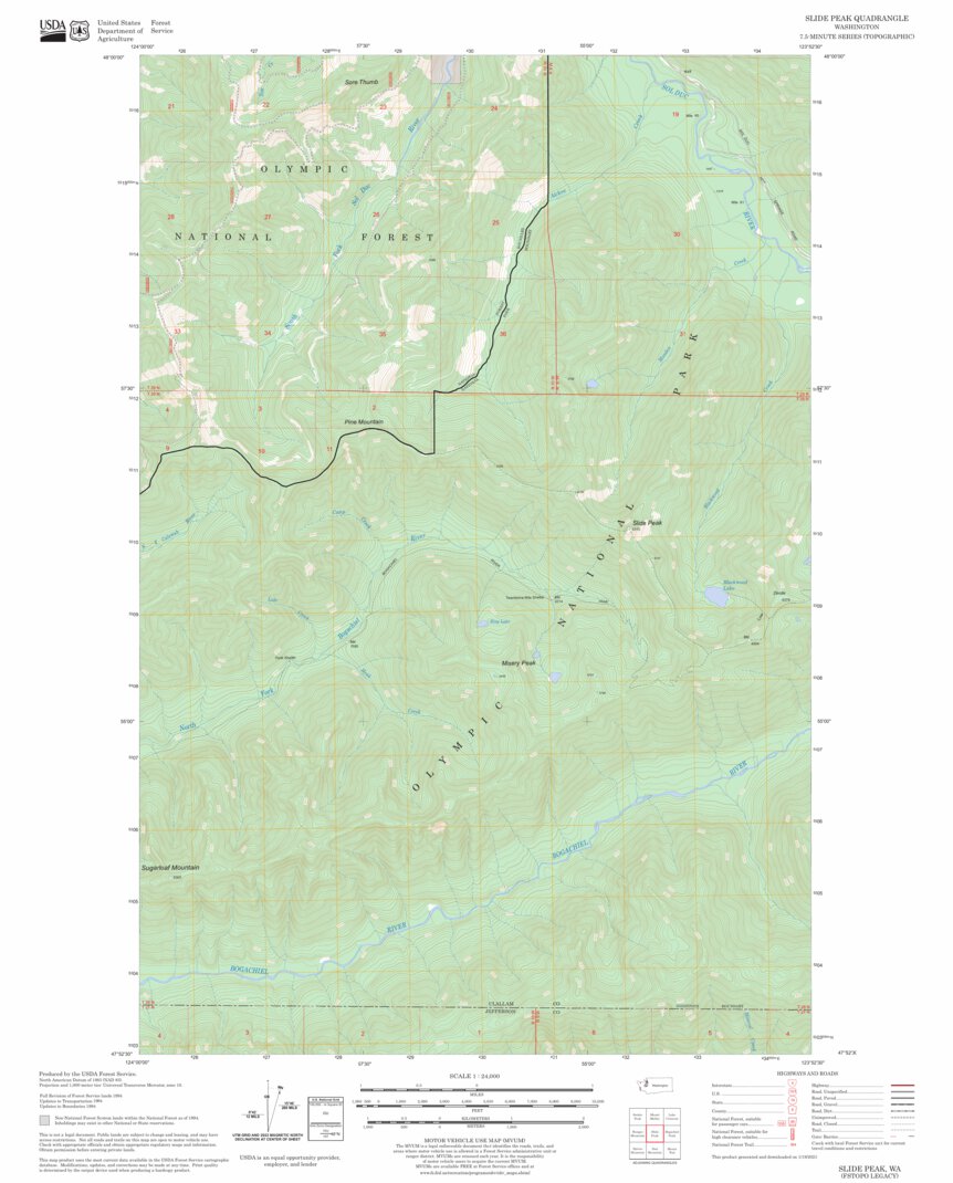 Slide Peak, WA FSTopo Legacy Map by US Forest Service - Topo | Avenza Maps