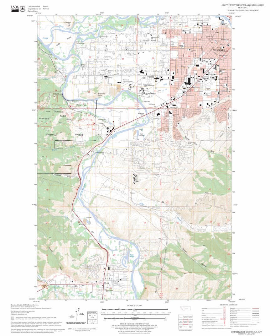 Southwest Missoula, MT FSTopo Legacy Map by US Forest Service - Topo ...