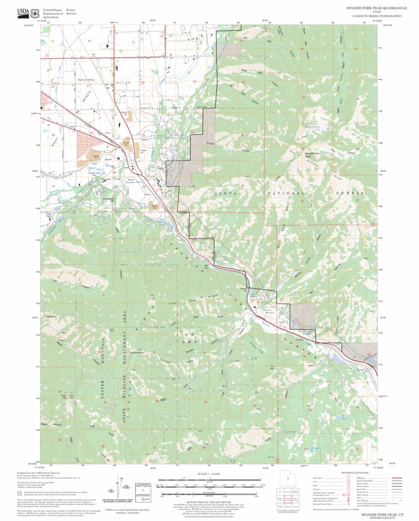 Spanish Fork Peak, UT FSTopo Legacy Map by US Forest Service - Topo ...