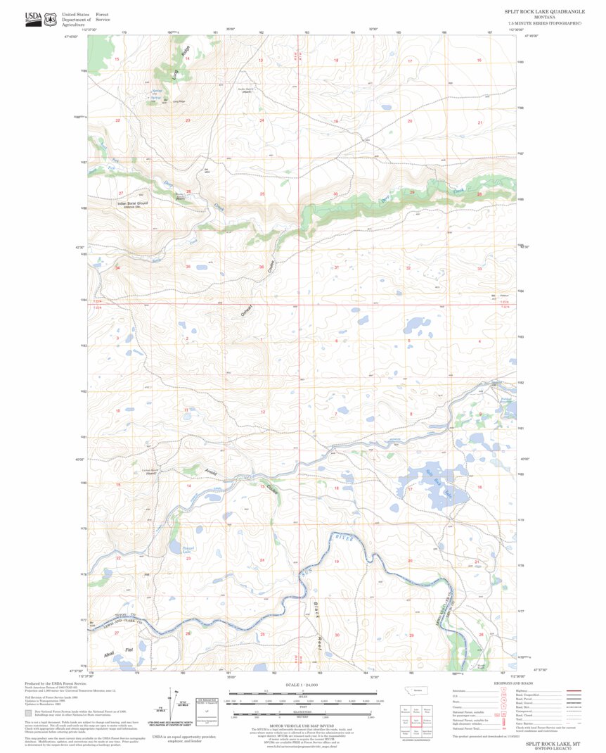 Split Rock Lake, MT FSTopo Legacy Map by US Forest Service - Topo ...