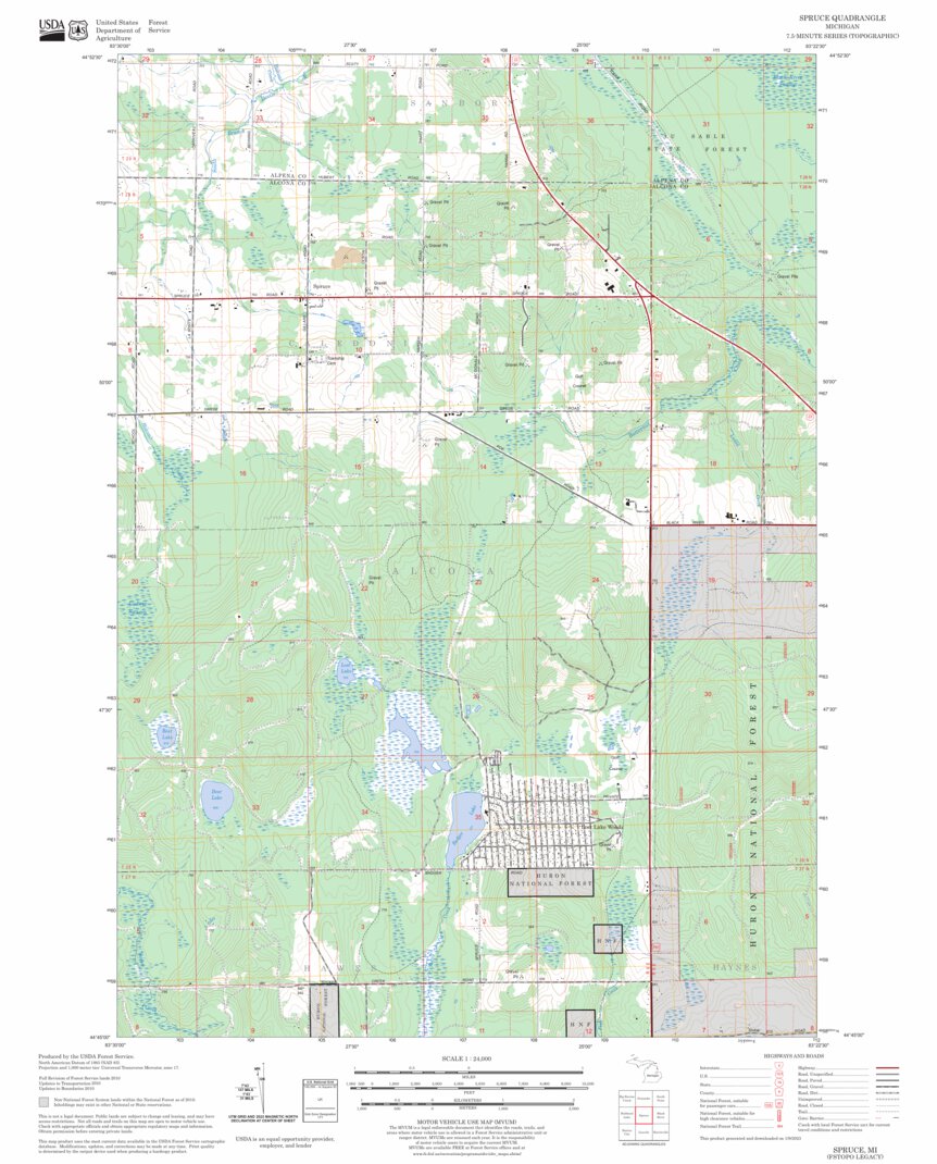 Spruce, MI FSTopo Legacy Map by US Forest Service - Topo | Avenza Maps