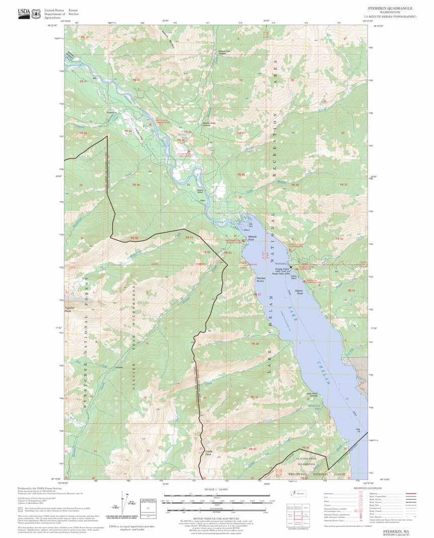 Stehekin, WA FSTopo Legacy Map by US Forest Service - Topo | Avenza Maps