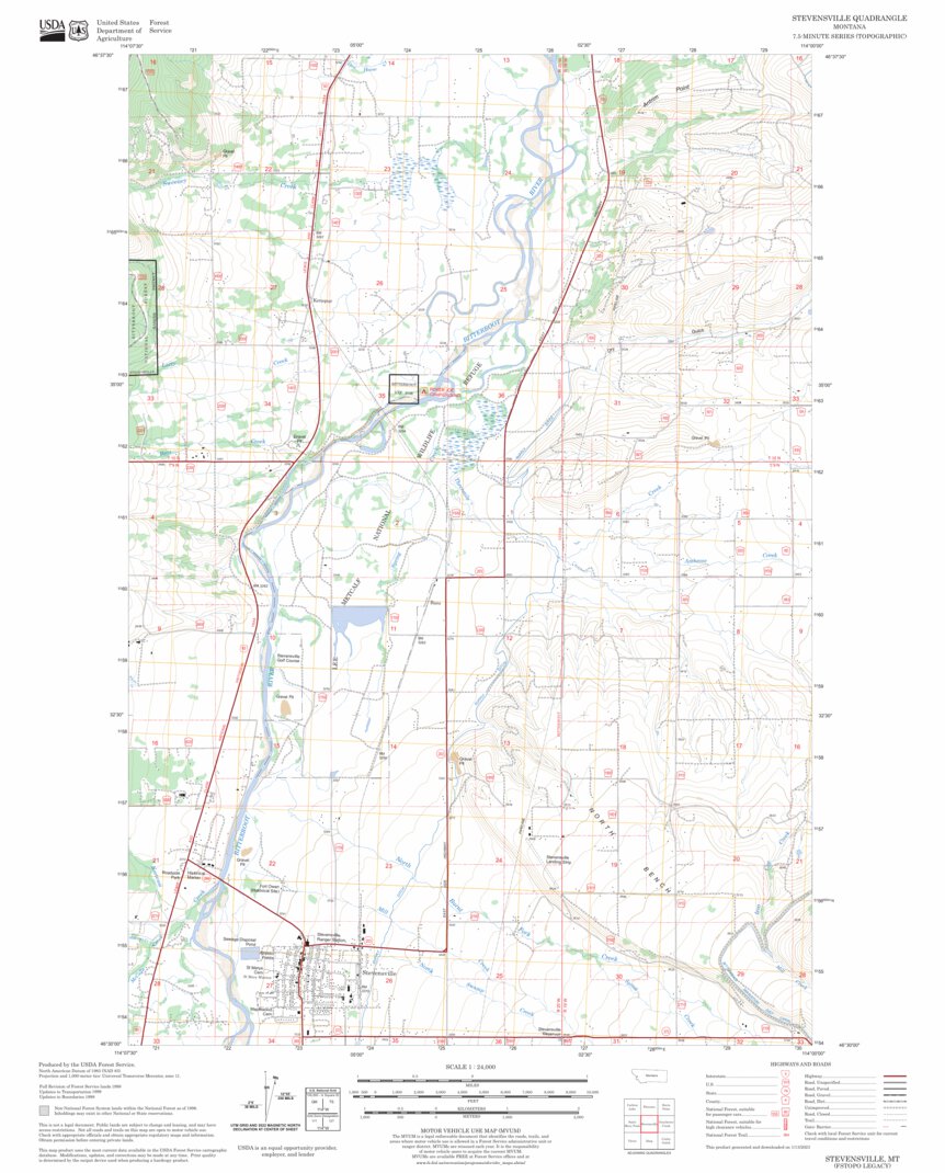 Stevensville, MT FSTopo Legacy Map by US Forest Service - Topo | Avenza ...