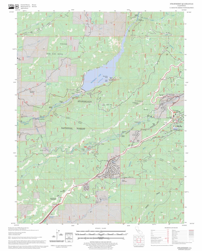 Strawberry, CA FSTopo Legacy Map by US Forest Service - Topo | Avenza Maps