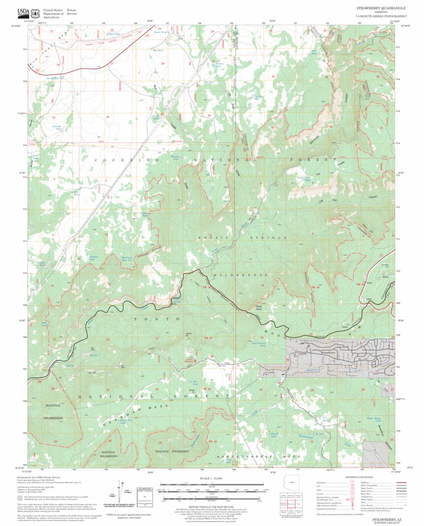 Strawberry, AZ FSTopo Legacy Map by US Forest Service - Topo | Avenza Maps