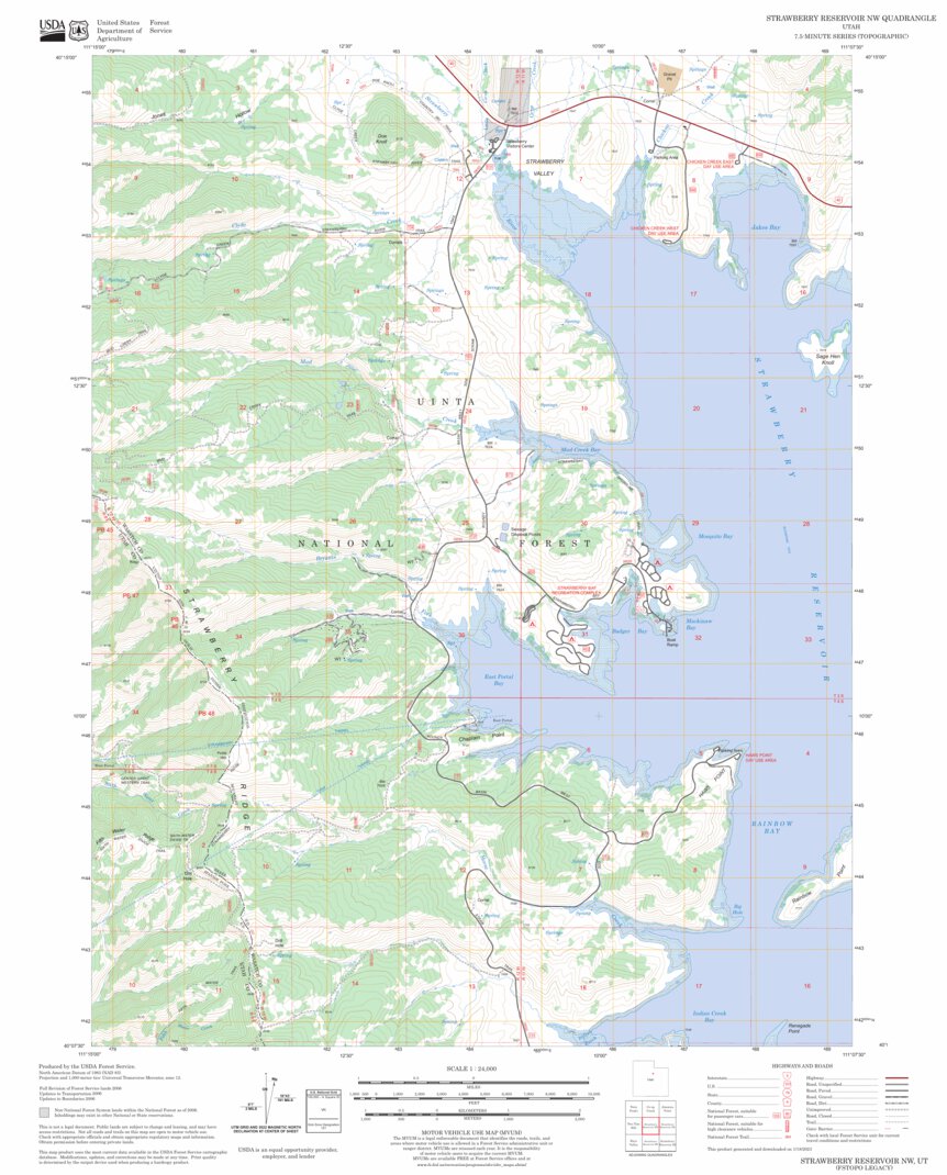 Strawberry Reservoir NW, UT FSTopo Legacy Map by US Forest Service ...