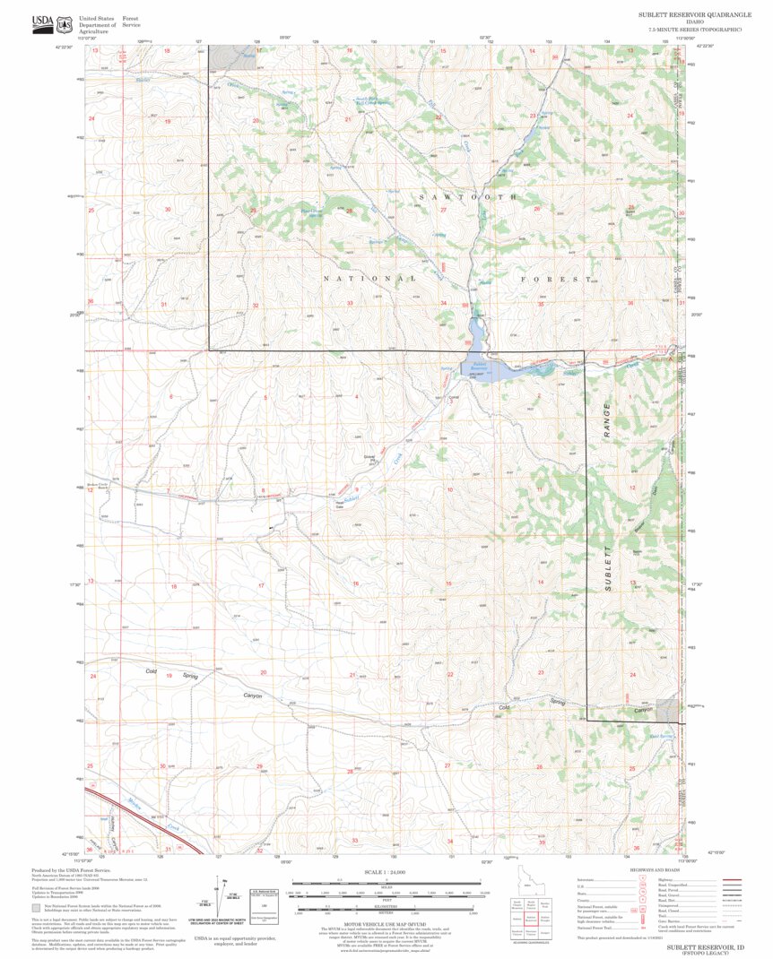 Sublett Reservoir, ID FSTopo Legacy Map by US Forest Service - Topo ...
