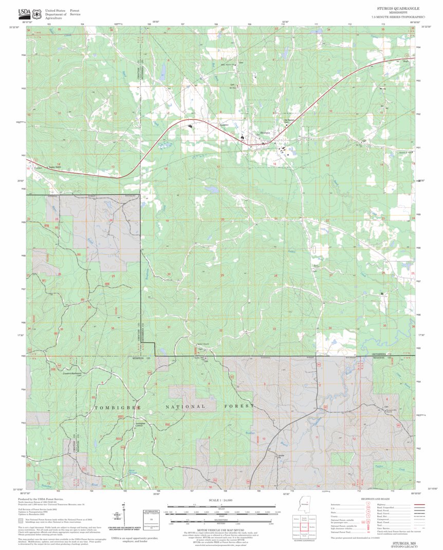 Sturgis, MS FSTopo Legacy Map by US Forest Service - Topo | Avenza Maps