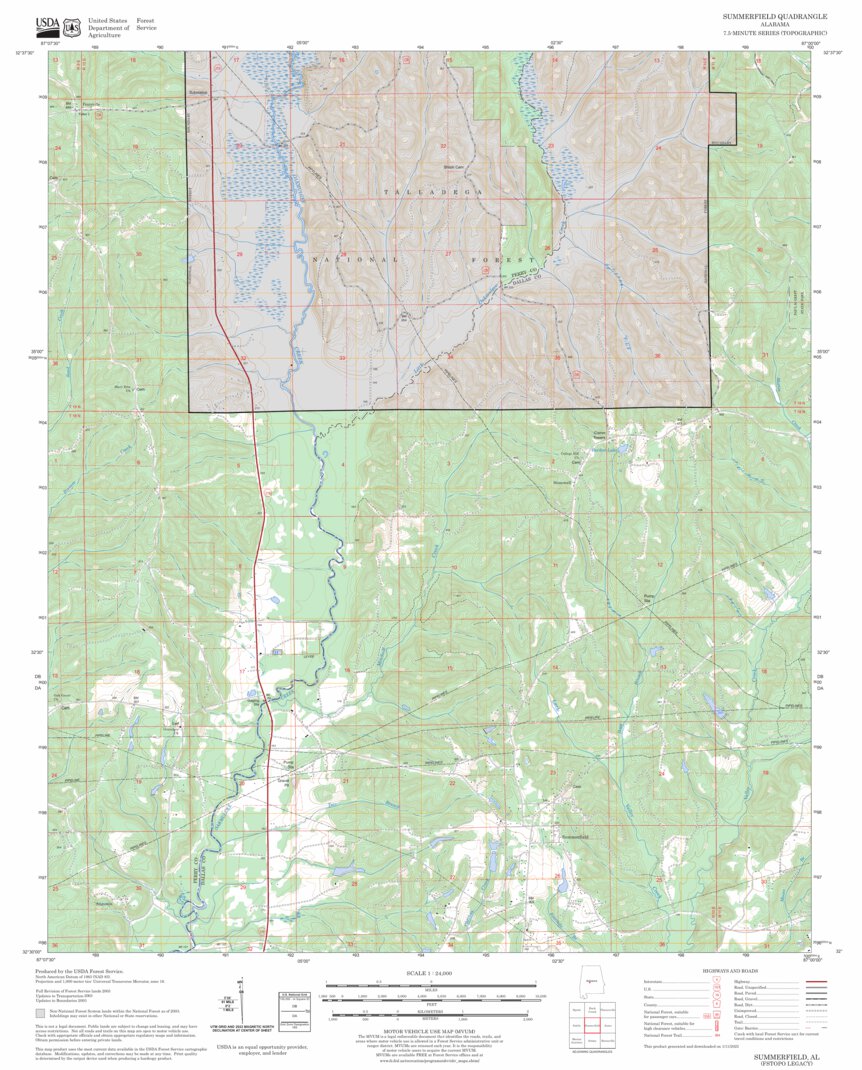 Summerfield, AL FSTopo Legacy Map by US Forest Service - Topo | Avenza Maps