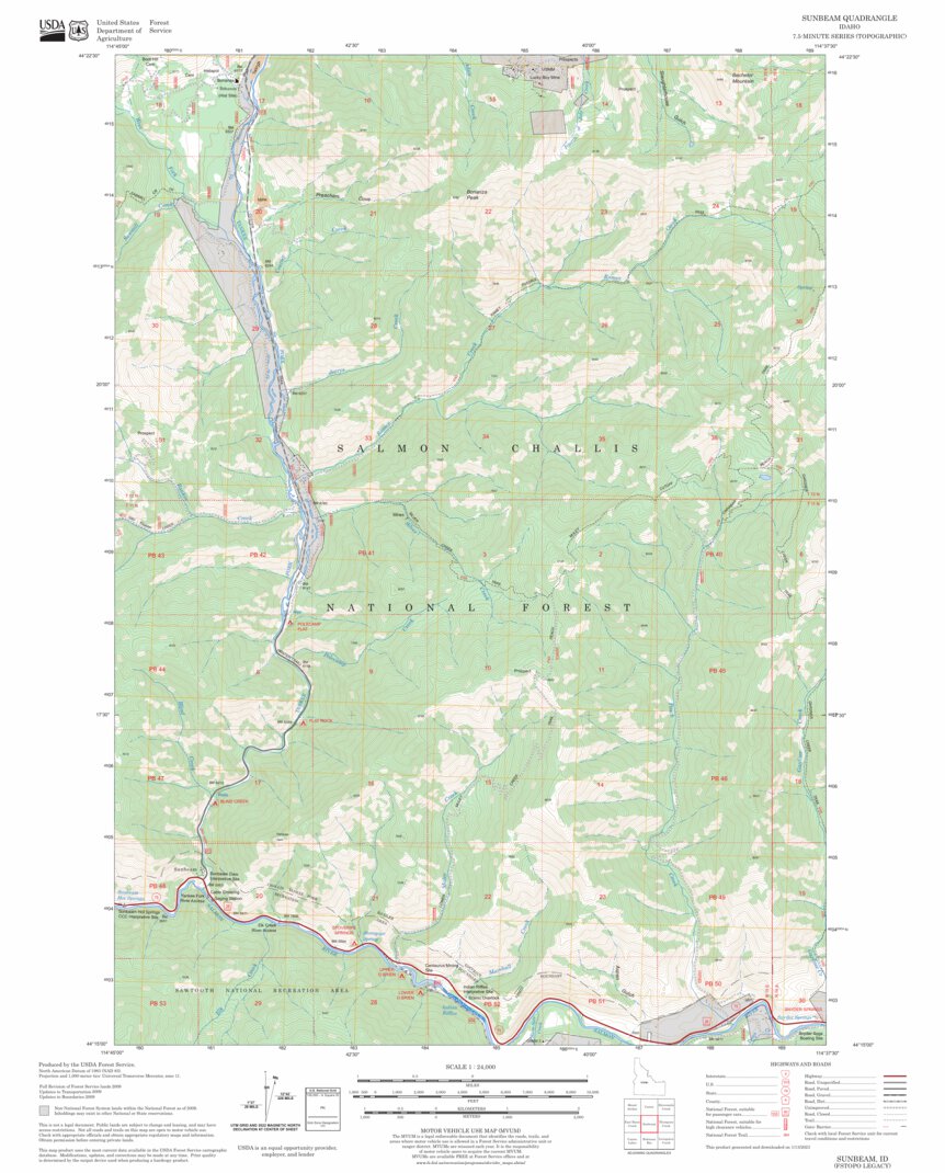 Sunbeam, ID FSTopo Legacy Map by US Forest Service - Topo | Avenza Maps