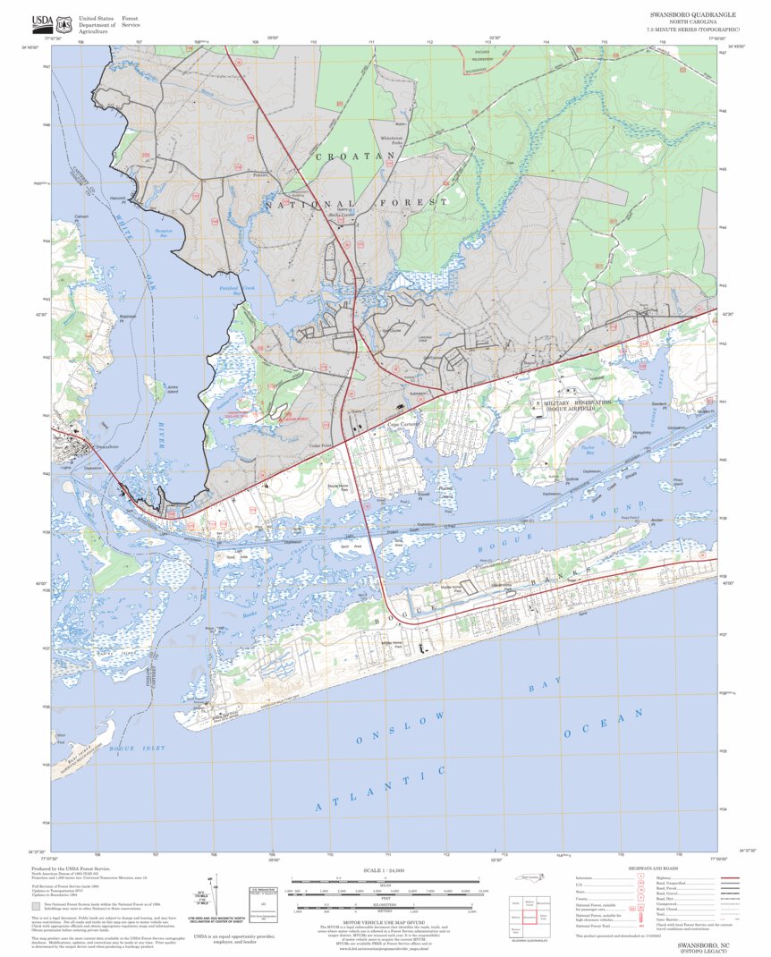 Swansboro, NC FSTopo Legacy Map by US Forest Service - Topo | Avenza Maps