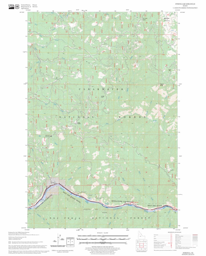 Syringa, ID FSTopo Legacy Map by US Forest Service - Topo | Avenza Maps