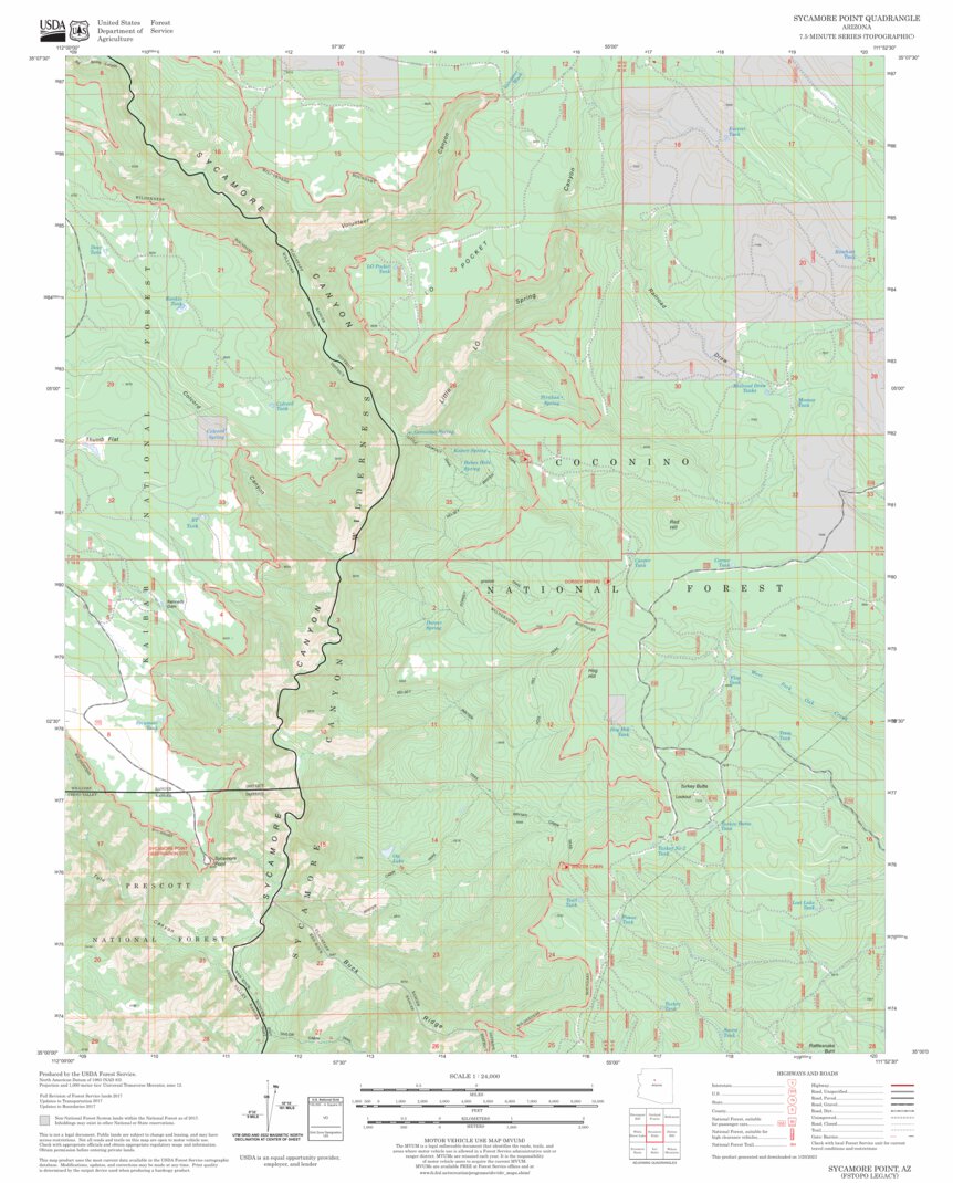 Sycamore Point, AZ FSTopo Legacy Map by US Forest Service - Topo ...