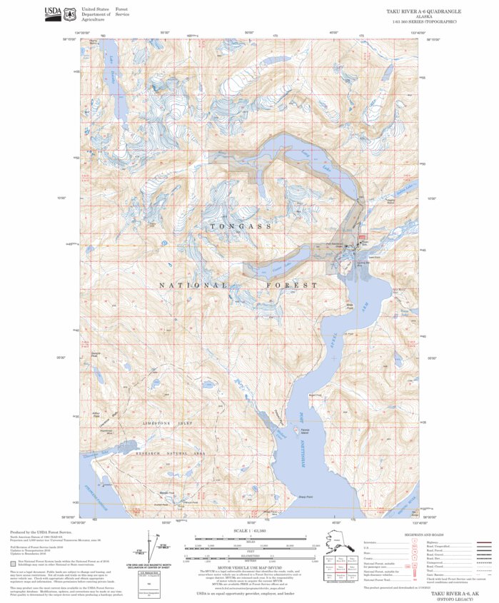Taku River A-6, AK FSTopo Legacy Map by US Forest Service - Topo ...
