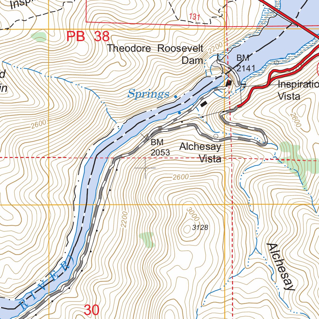 Theodore Roosevelt Dam, AZ FSTopo Legacy Map by US Forest Service ...