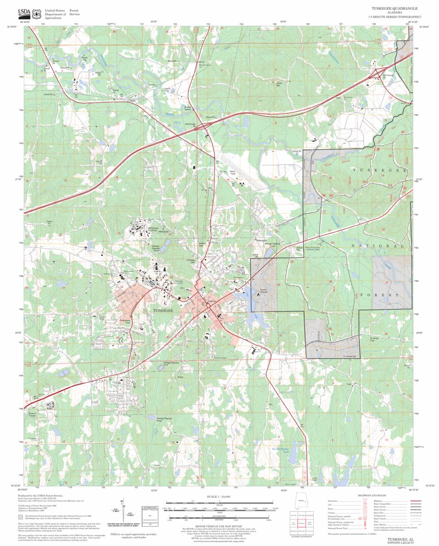 Tuskegee, AL FSTopo Legacy Map by US Forest Service - Topo | Avenza Maps