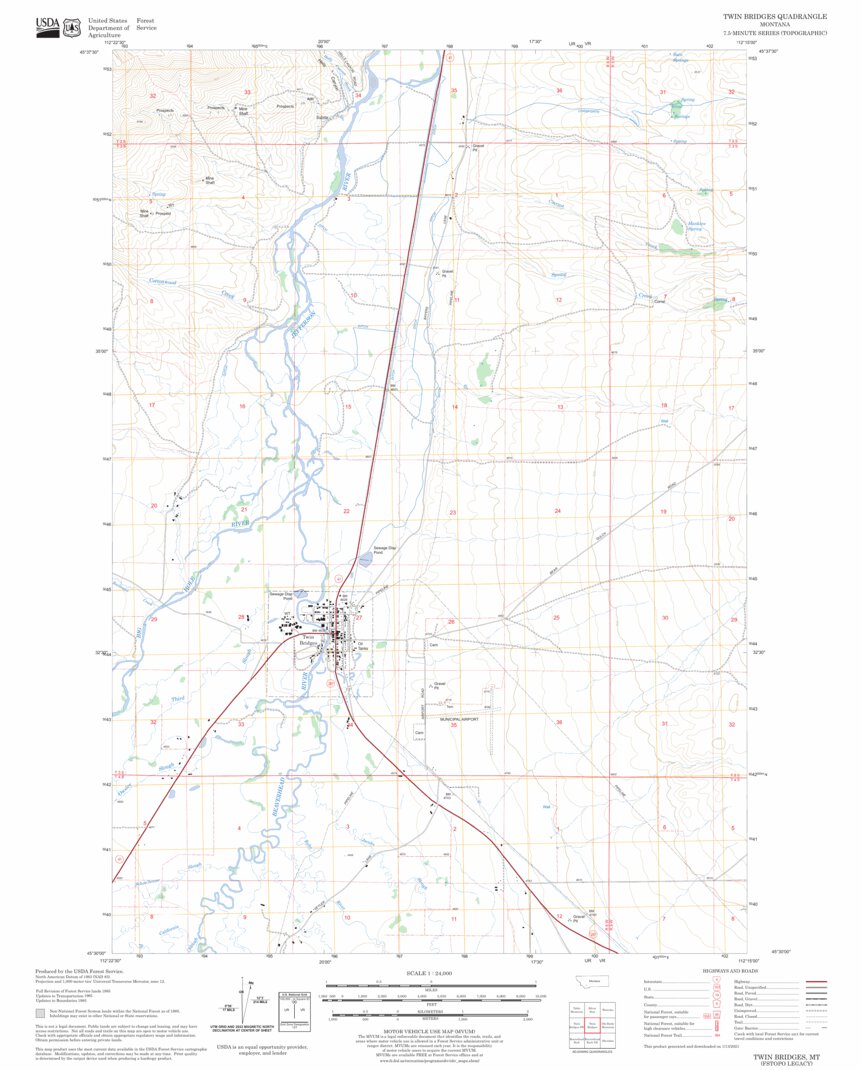 Twin Bridges, MT FSTopo Legacy Map by US Forest Service - Topo | Avenza ...