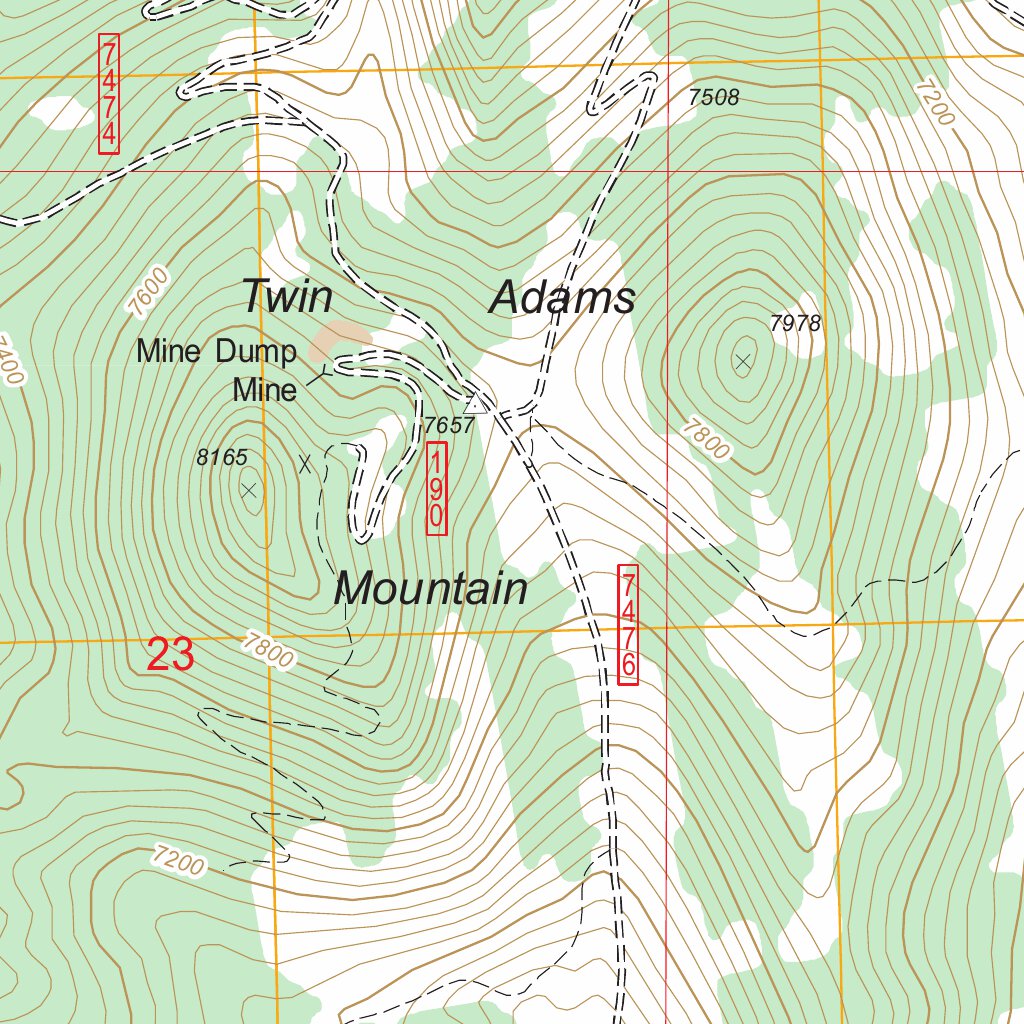 Twin Adams Mountain, MT FSTopo Legacy Map by US Forest Service - Topo ...