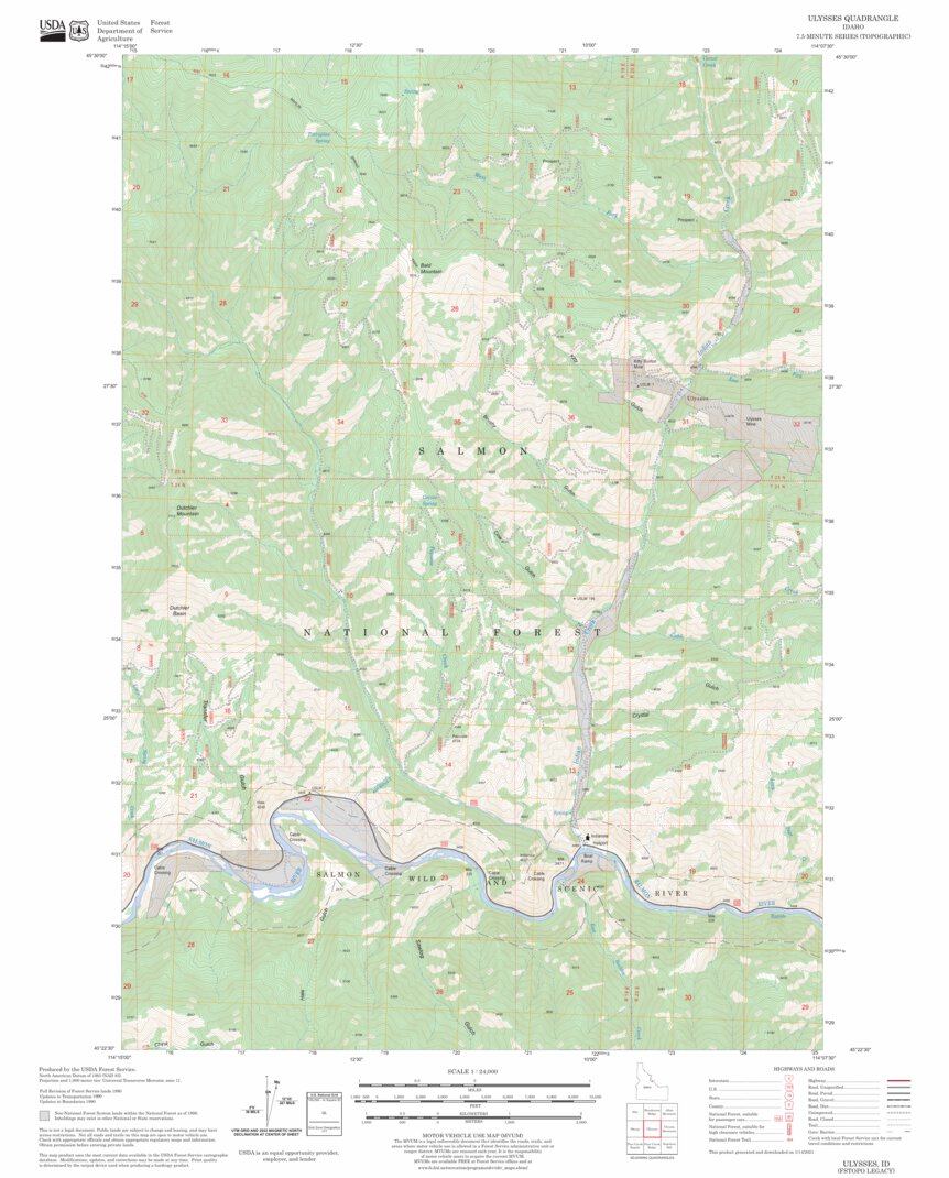 Ulysses, ID FSTopo Legacy Map by US Forest Service - Topo | Avenza Maps