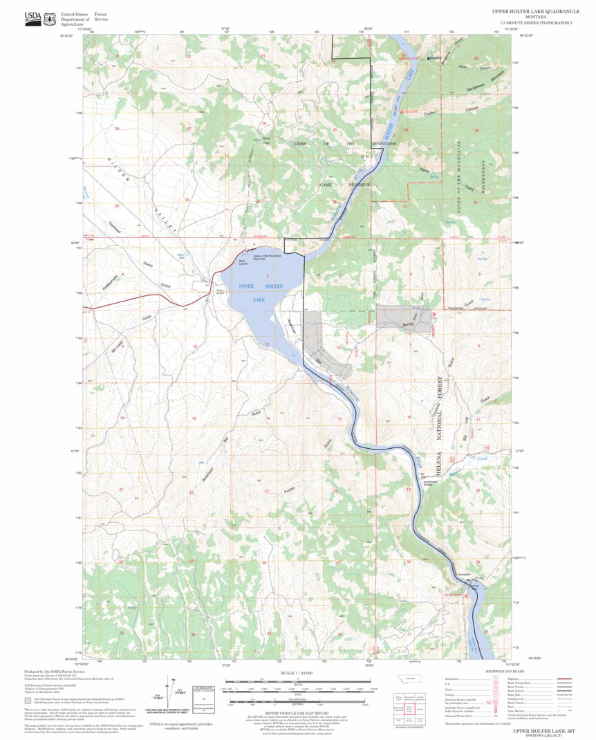 Upper Holter Lake, MT FSTopo Legacy Map by US Forest Service - Topo ...