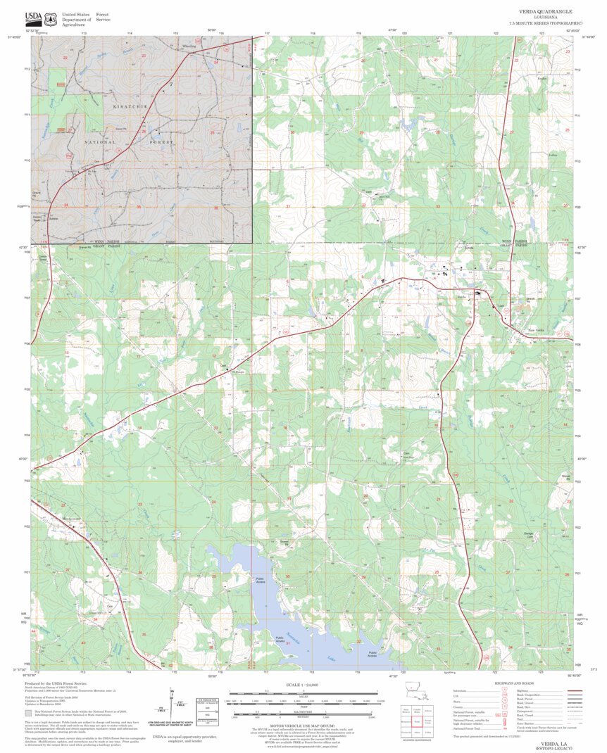 Verda, LA FSTopo Legacy Map by US Forest Service - Topo | Avenza Maps