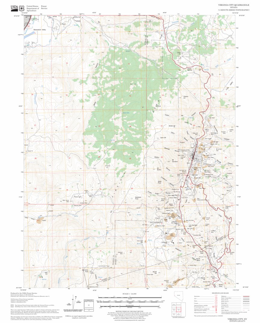Virginia City, NV FSTopo Legacy Map by US Forest Service - Topo ...