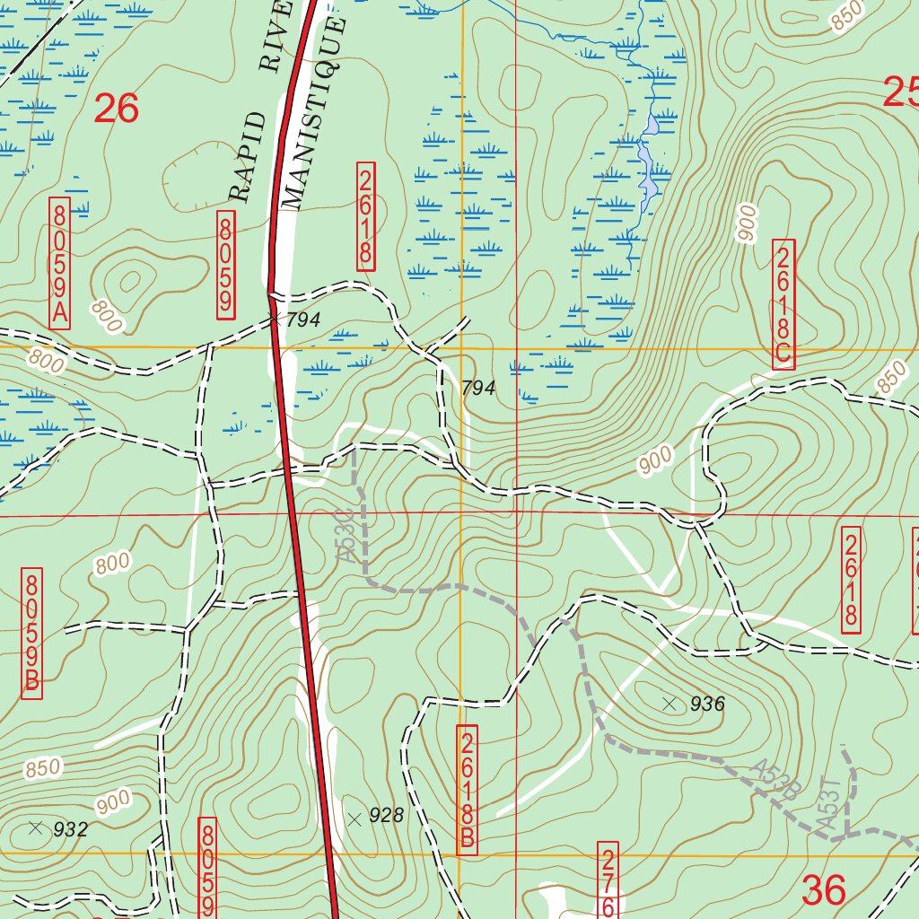Waco Lake, MI FSTopo Legacy Map by US Forest Service - Topo | Avenza Maps
