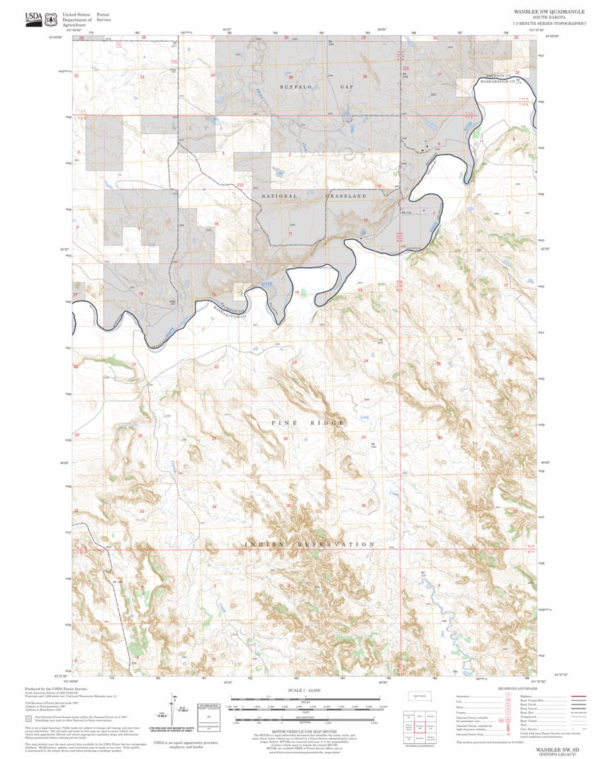 Wanblee NW, SD FSTopo Legacy Map by US Forest Service - Topo | Avenza Maps