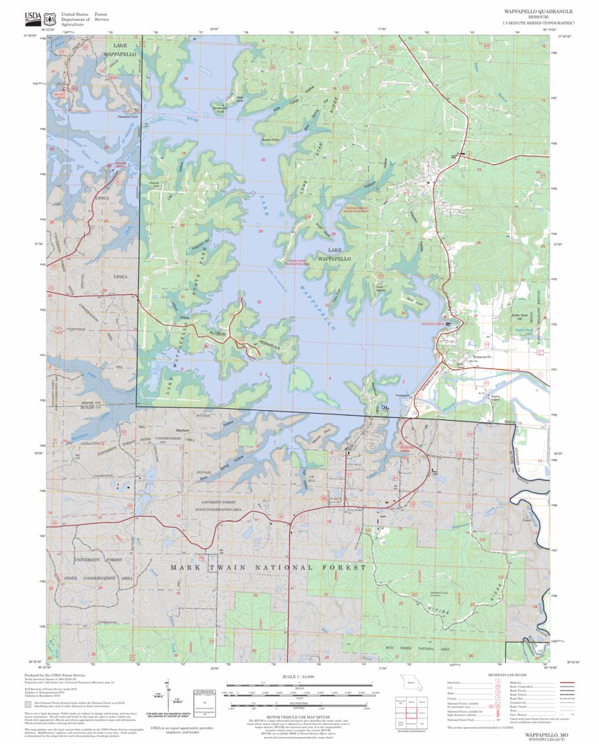 Wappapello, MO FSTopo Legacy Map by US Forest Service - Topo | Avenza Maps