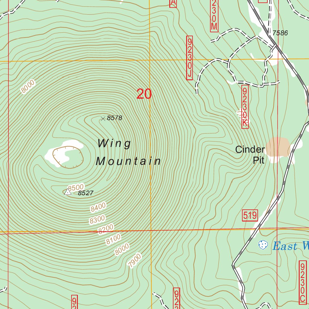 Wing Mountain, AZ FSTopo Legacy Map by US Forest Service - Topo ...