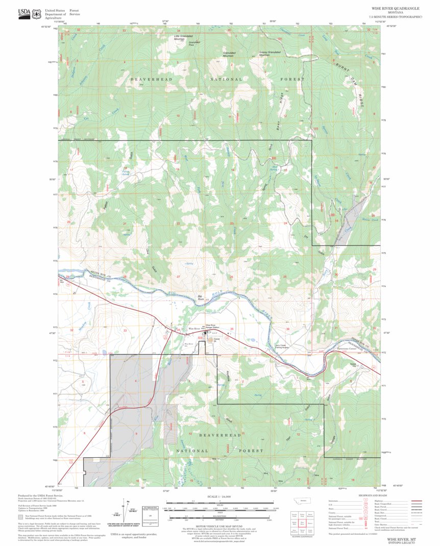 Wise River, MT FSTopo Legacy Map by US Forest Service - Topo | Avenza Maps