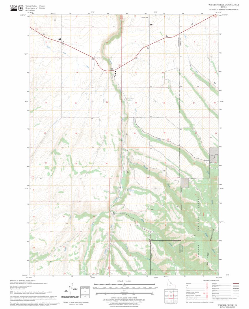 Wright Creek, ID FSTopo Legacy Map by US Forest Service - Topo | Avenza ...