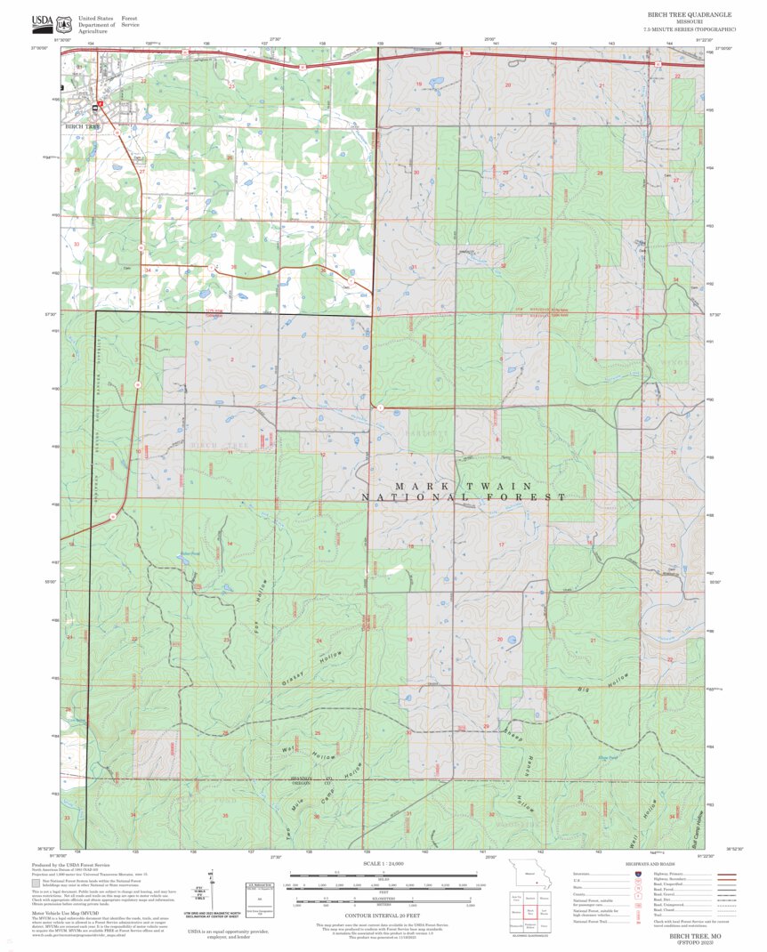 Birch Tree, MO FSTopo Map by US Forest Service - Topo | Avenza Maps