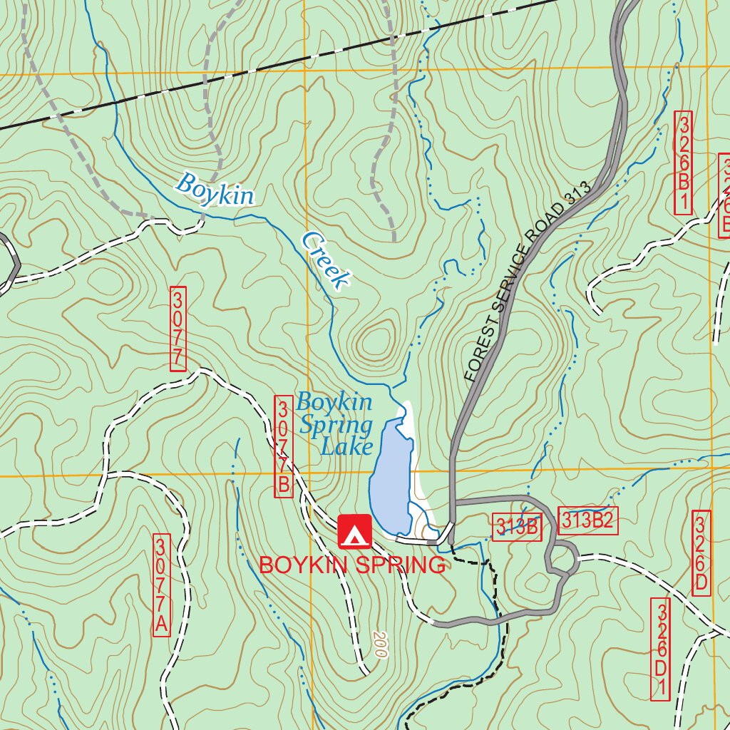 Boykin Spring, TX FSTopo Map by US Forest Service - Topo | Avenza Maps
