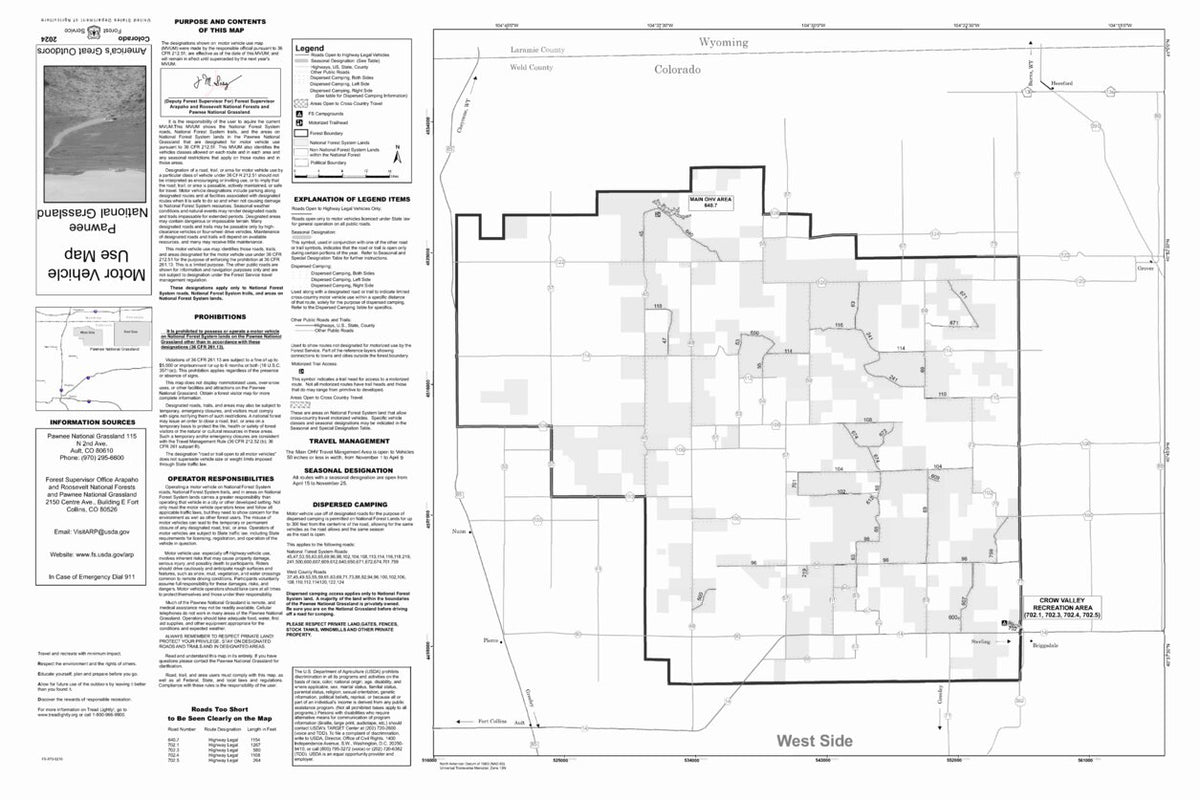 Pawnee National Grassland (West) - MVUM Map by US Forest Service R2 ...