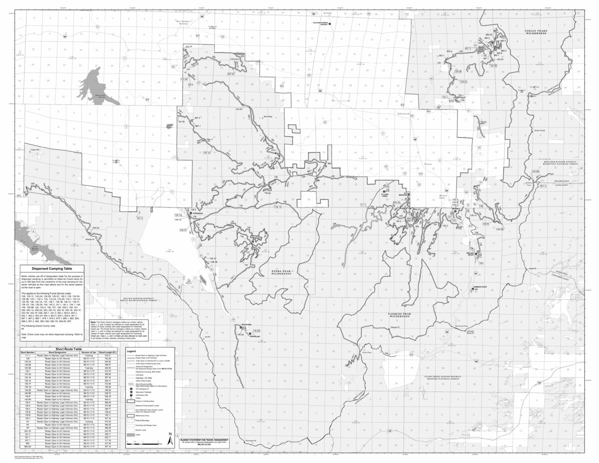 Arapaho NF - Sulphur Ranger District (South) - MVUM Map by US Forest ...