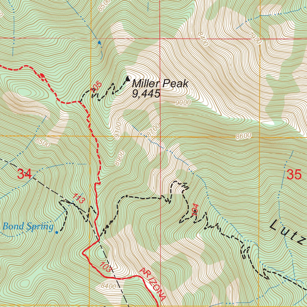 Miller Peak, AZ FSTopo Map by US Forest Service - Topo | Avenza Maps