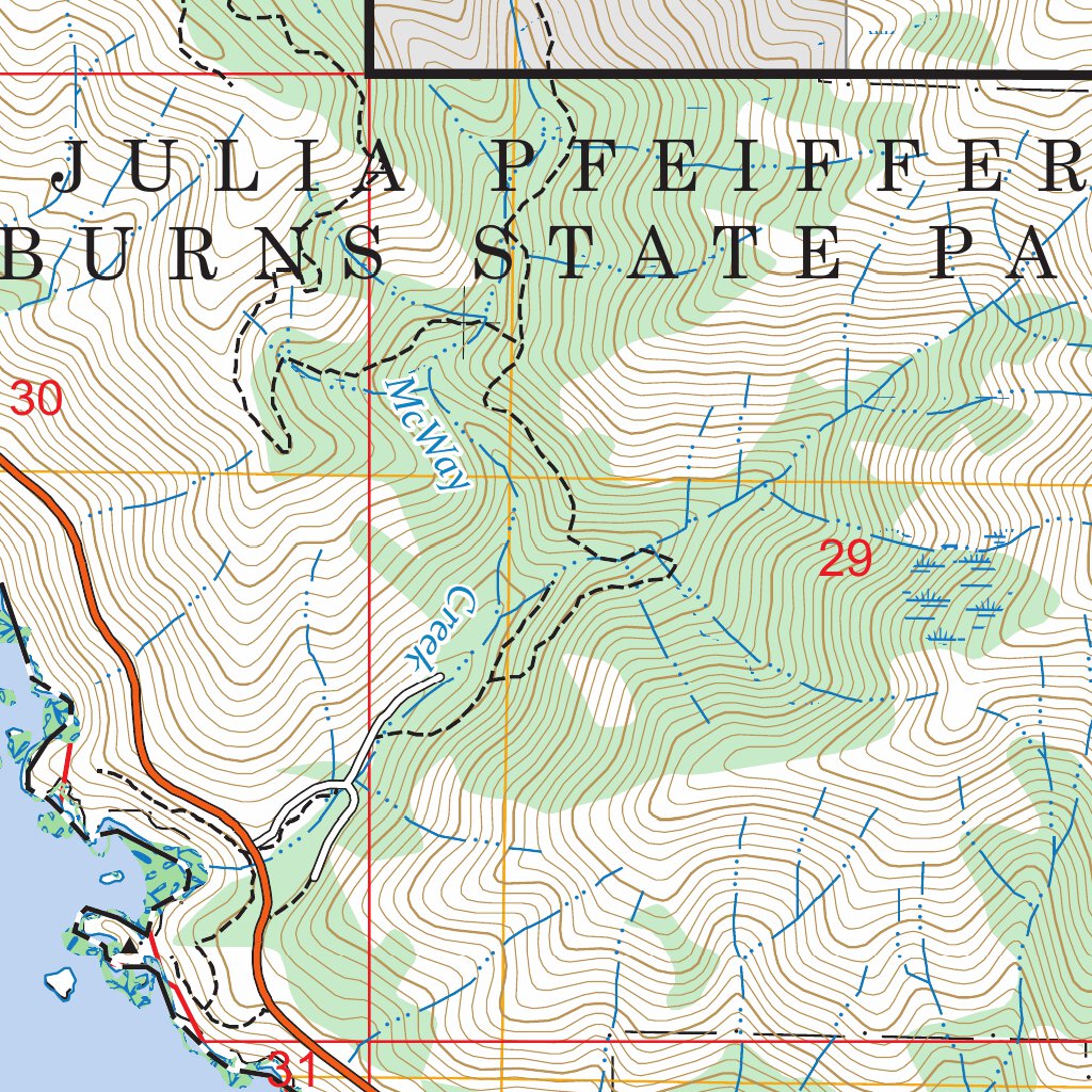 Partington Ridge, CA FSTopo Map by US Forest Service - Topo | Avenza Maps