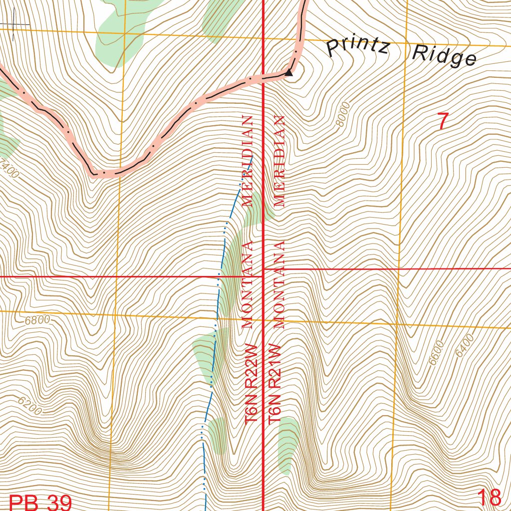 Printz Ridge, MT FSTopo Map by US Forest Service - Topo | Avenza Maps