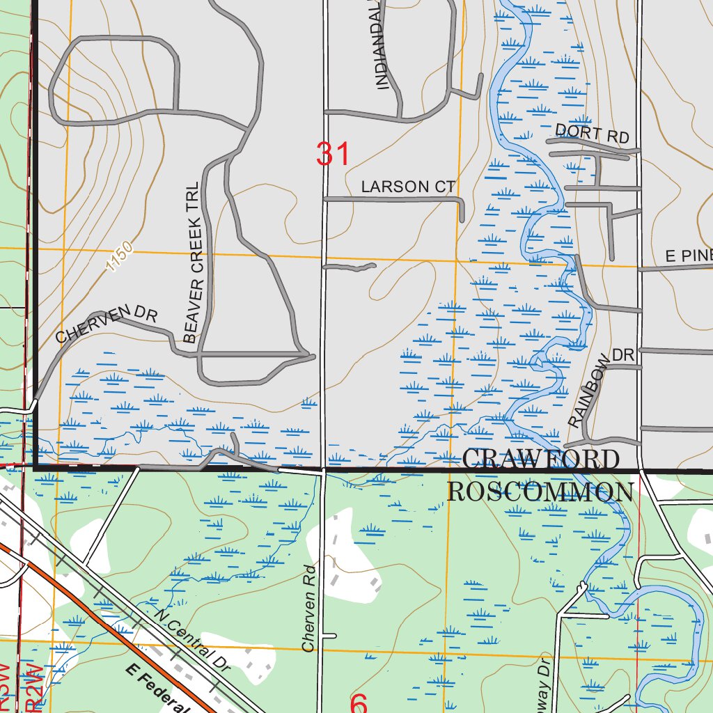 Roscommon North, MI FSTopo Map by US Forest Service - Topo | Avenza Maps