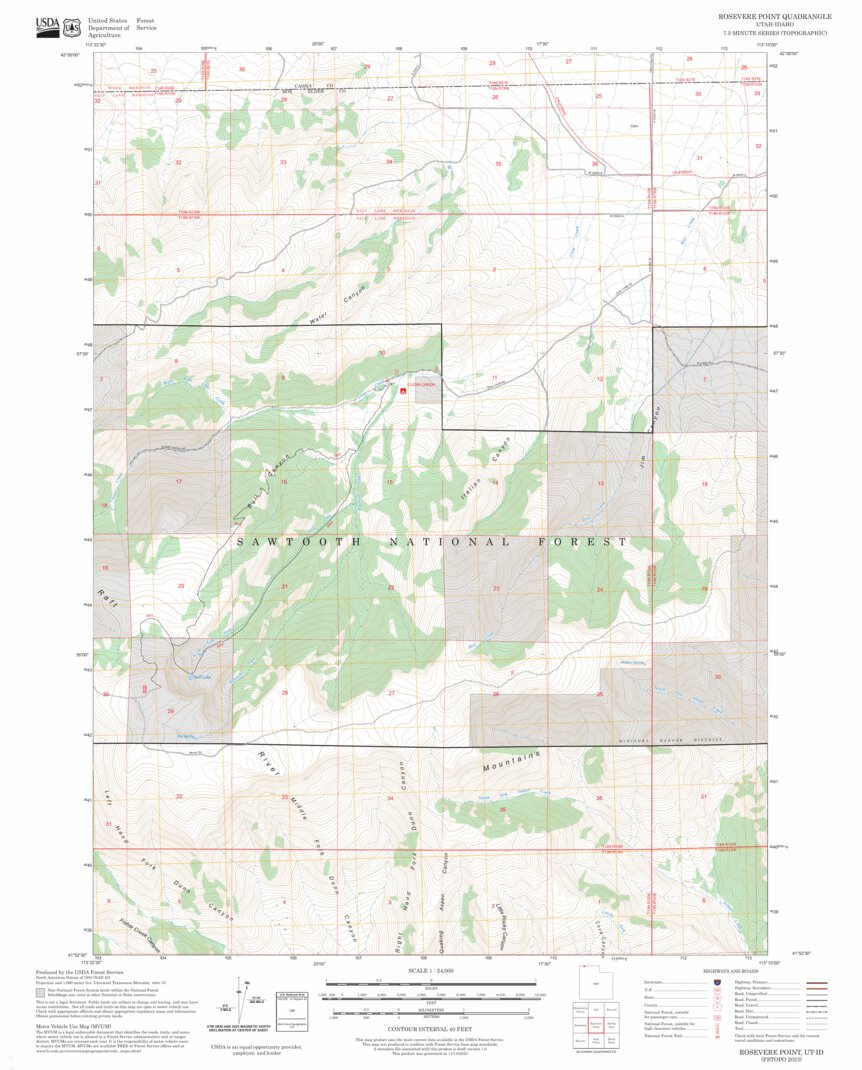 Rosevere Point, UT-ID FSTopo Map by US Forest Service - Topo | Avenza Maps