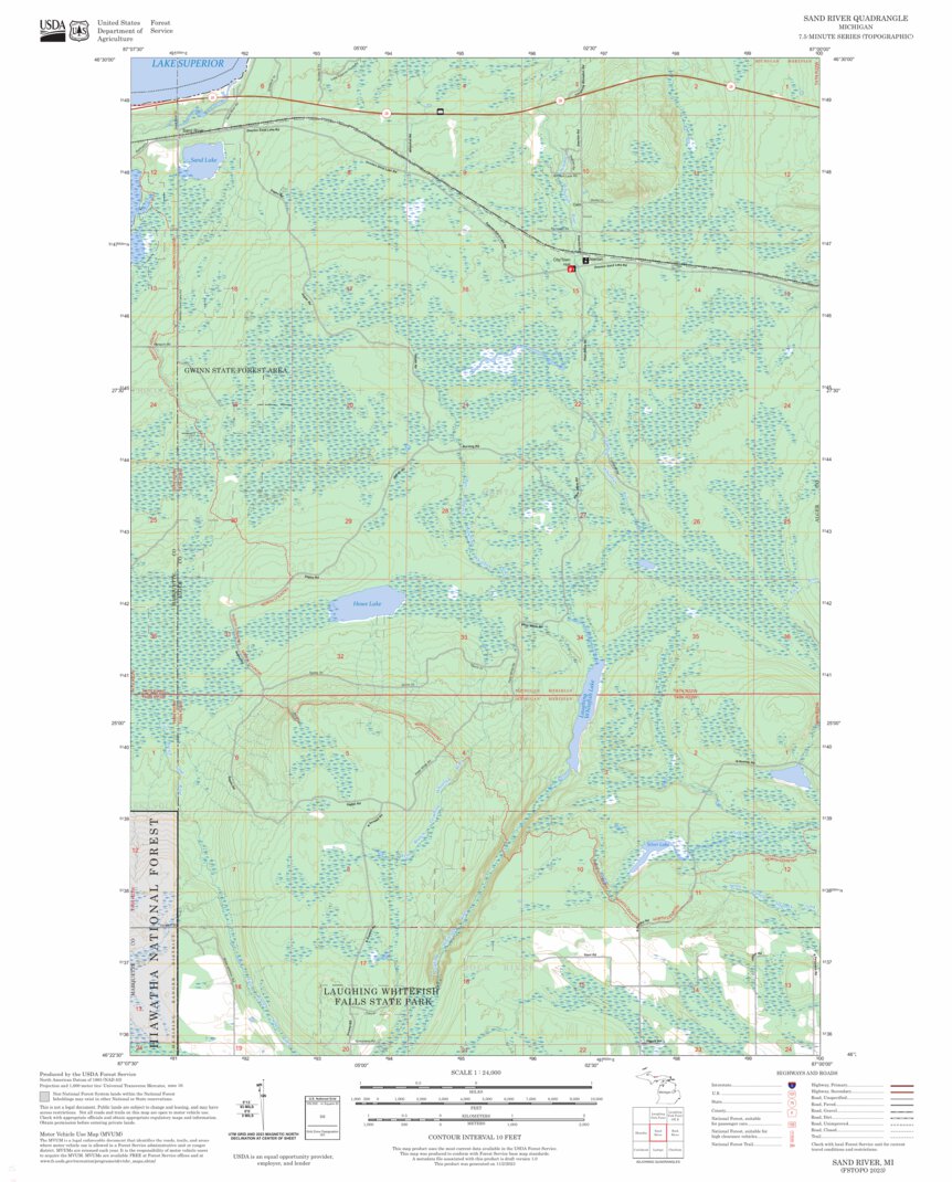 Sand River, MI FSTopo Map by US Forest Service - Topo | Avenza Maps