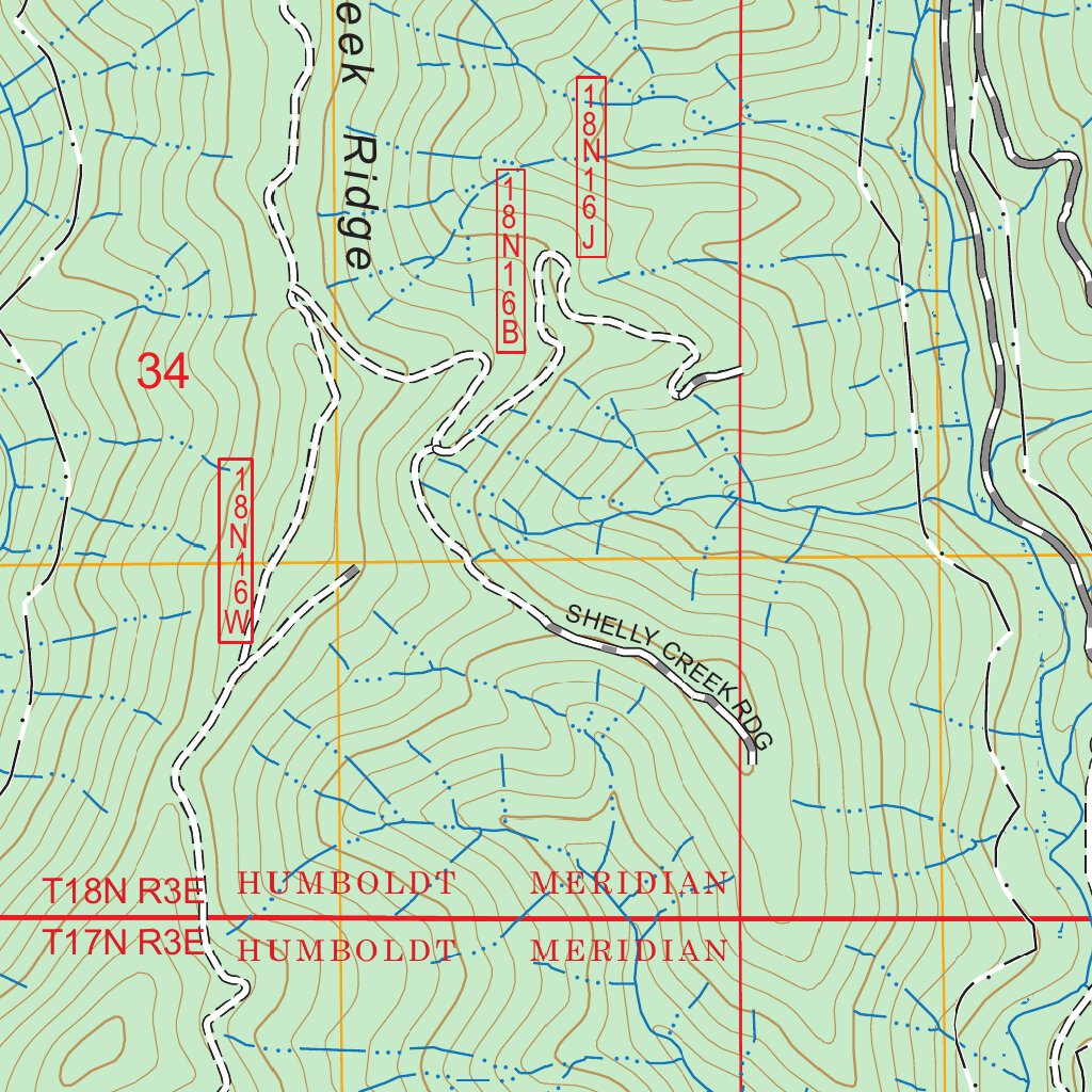Shelly Creek Ridge, CA-OR FSTopo Map by US Forest Service - Topo ...