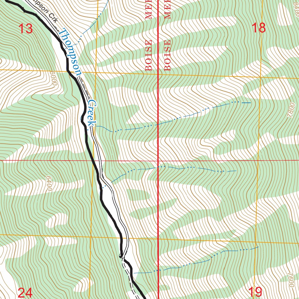 Thompson Creek, ID FSTopo Map by US Forest Service - Topo | Avenza Maps
