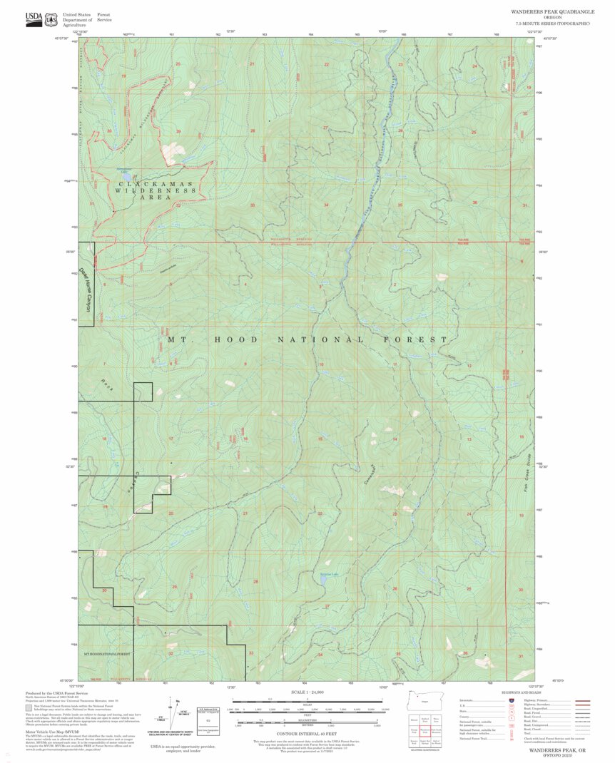Wanderers Peak, OR FSTopo Map by US Forest Service - Topo | Avenza Maps